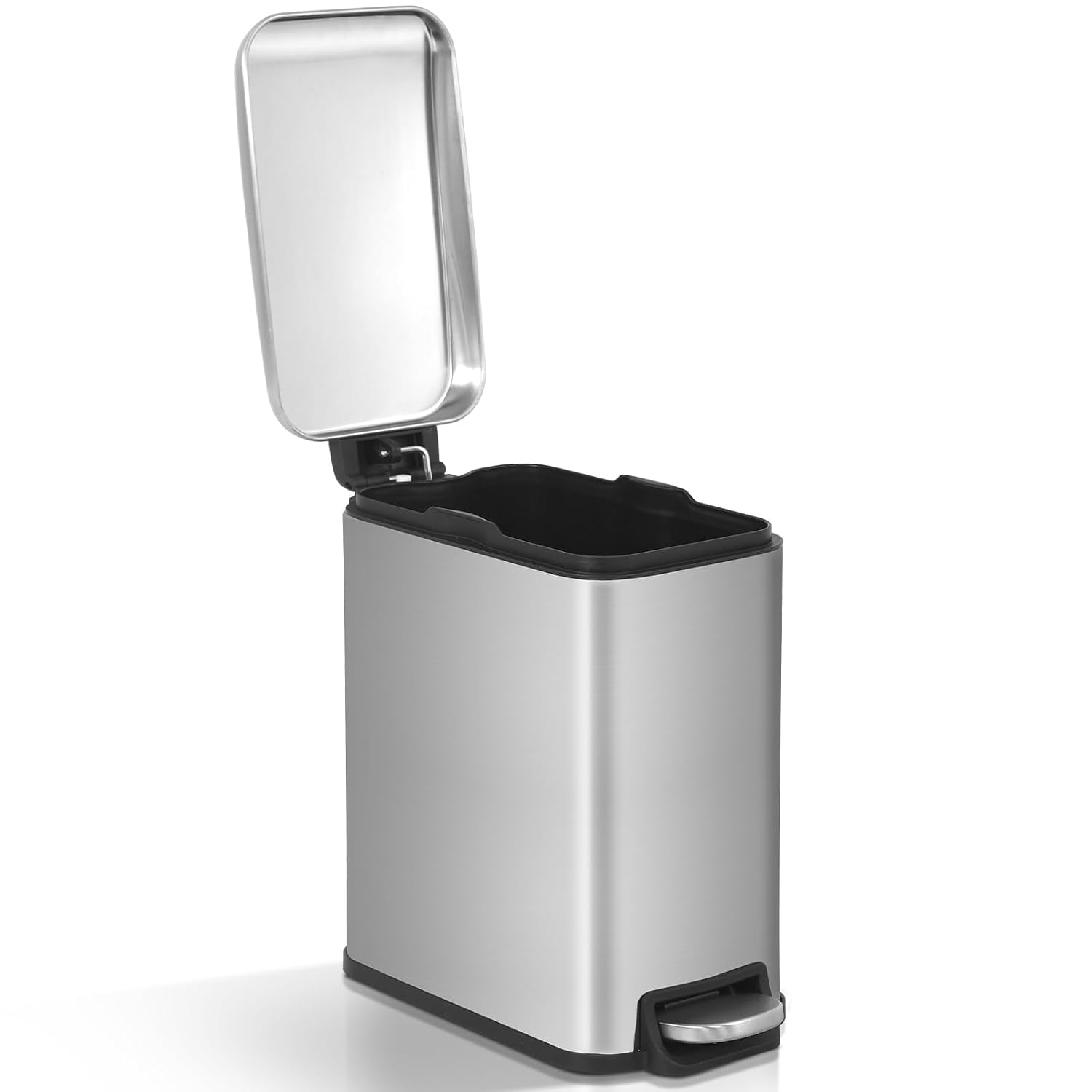 RSJH Stainless Steel Trash Can 1.3 Gallon (5 L) Bathroom Trash Can Foot ...