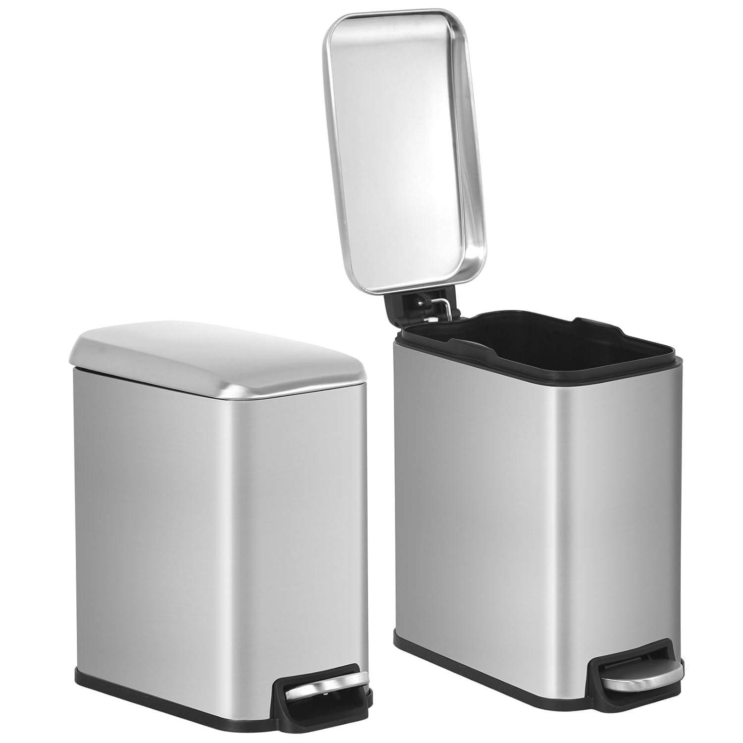 RSJH Stainless Steel Trash Can 1.3 Gallon Bathroom Trash Can Foot ...