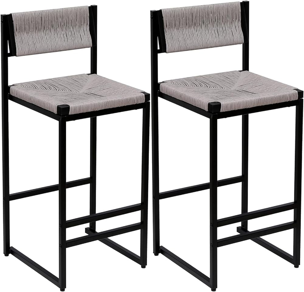 RSJIWOGZ Counter Height Stools 25 inch Height Stools Paper Rope Woven ...