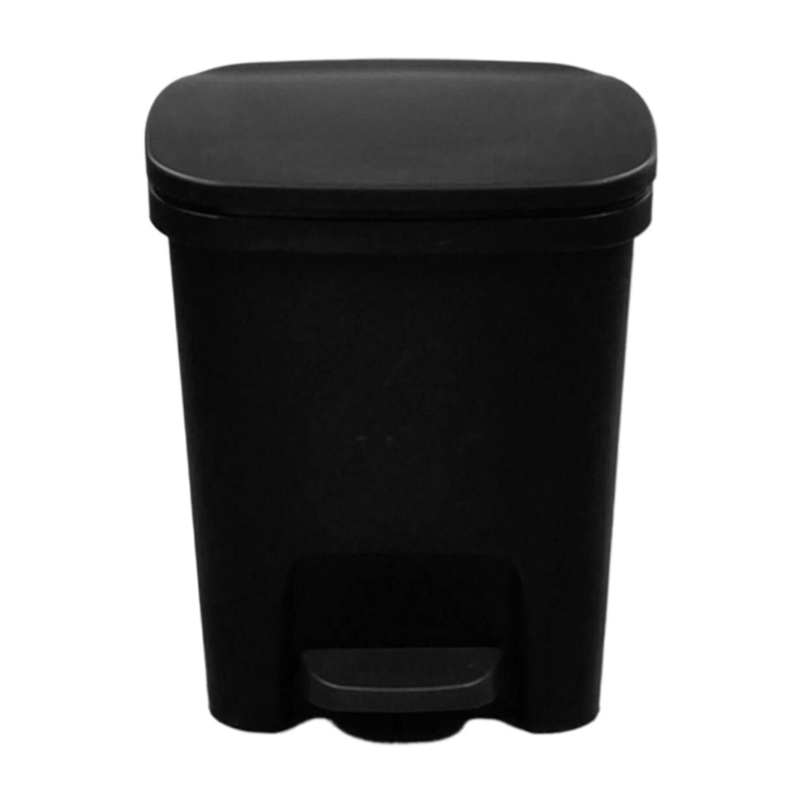 RSKK 10L Plastic Step-On Trash Can with Lid for Kitchen, Bathroom, and ...