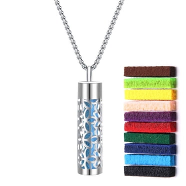 NEW Essential Oil Necklace Aromatherapy Pendant Necklace Steel ...