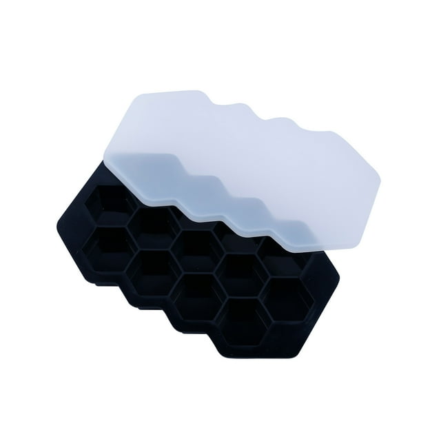RSKK Silicone Hexagonal Ice Cube Tray with Sealing Lid 13 Cavity Tray ...
