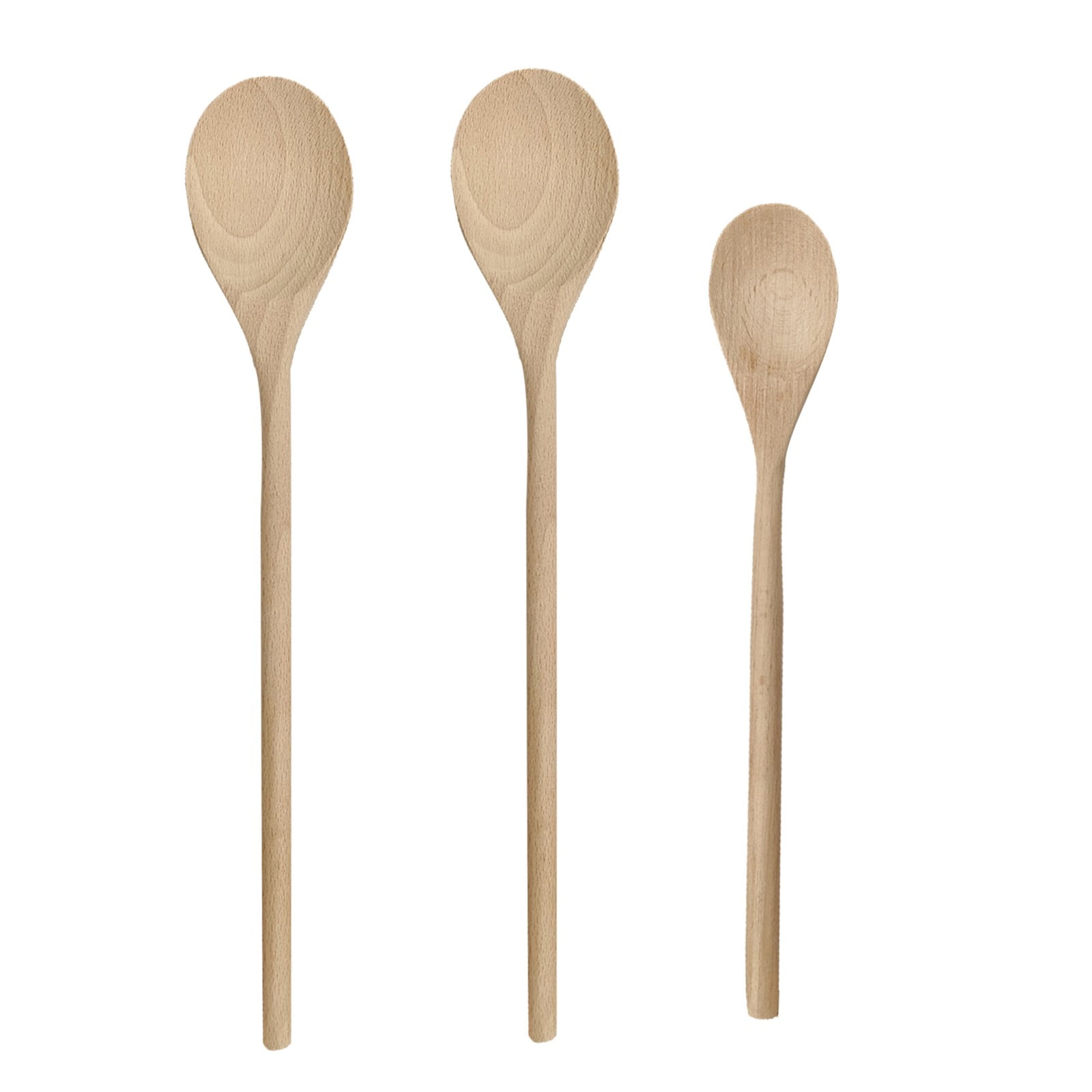 RSKK Straight Handle Mixing Spoon 3 Piece Natural Hardwood Stirring ...