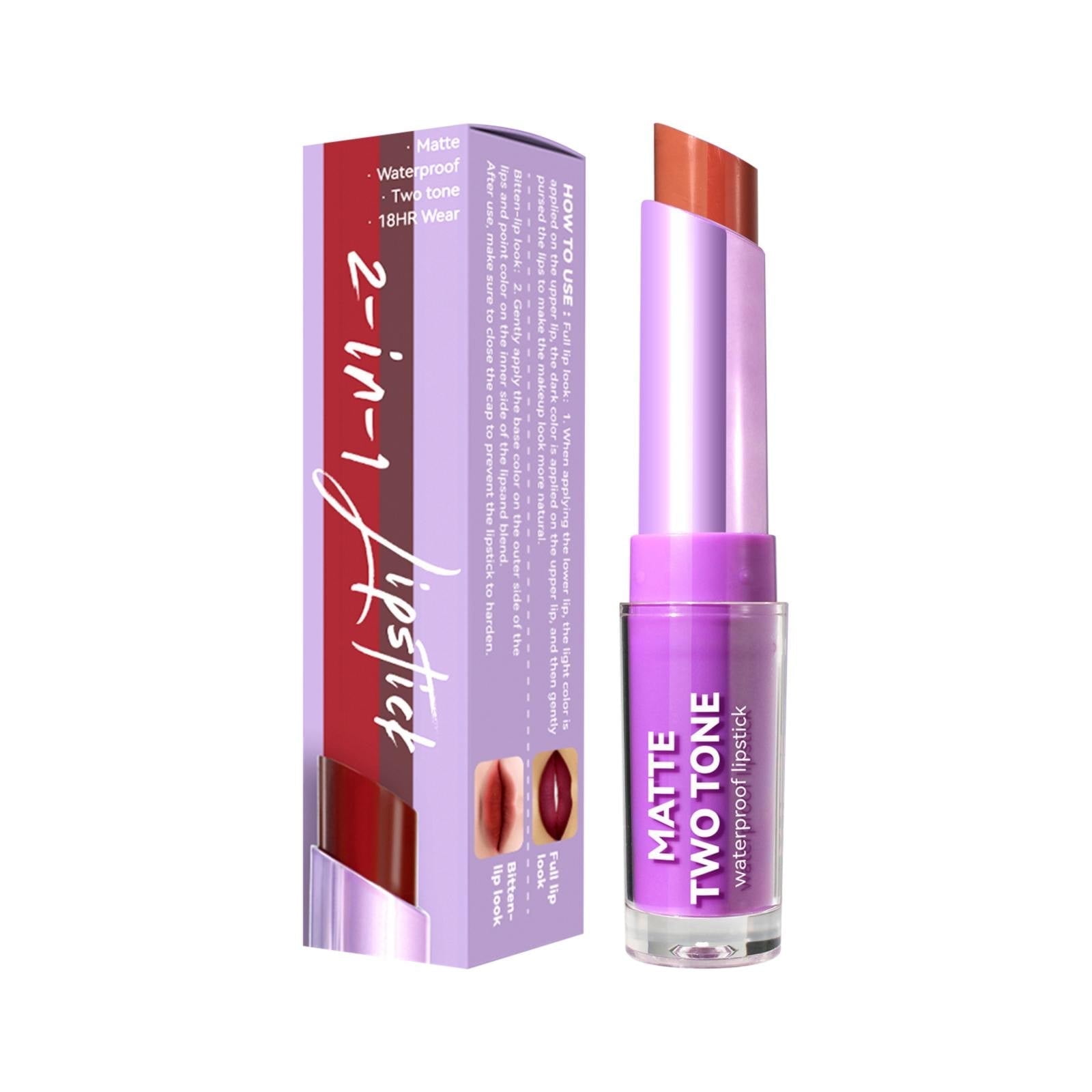 RSKK Two Tone Lipstick and Lip Gloss Two Color Lipstick Pearlescent ...