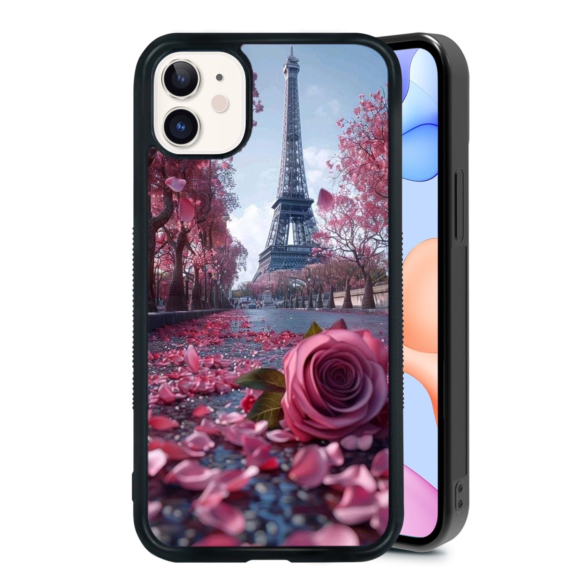 RSMTCI for iPhone 11 Case 6.1 IN,Eiffel Tower Pink Rose Phone Case ...