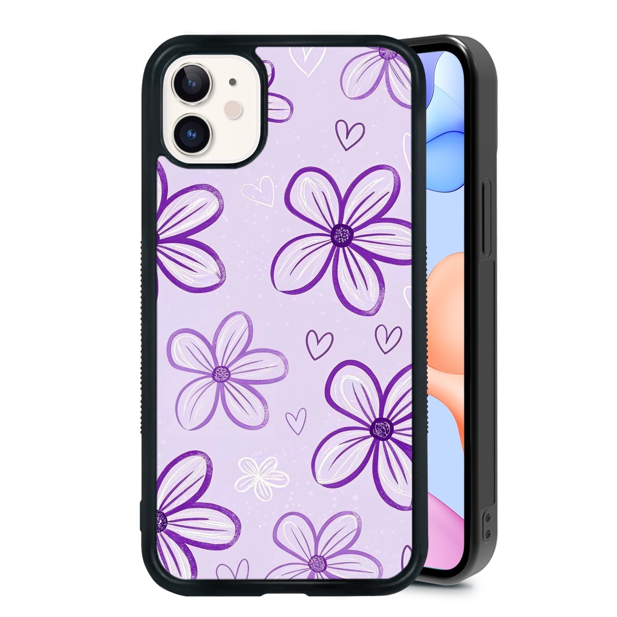 RSMTCI for iPhone 11 Case 6.1 IN,Fashion Art Purple Flowers Phone Case ...