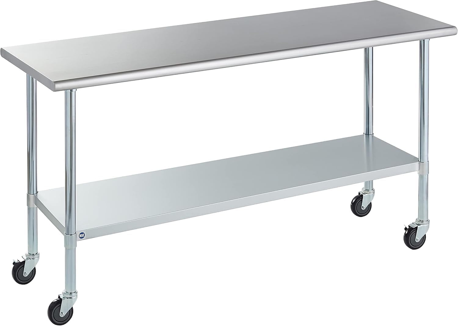RSN Trend Stainless Steel Table for Prep & Work with Caster Wheels 24x72 Inches, NSF Metal ...