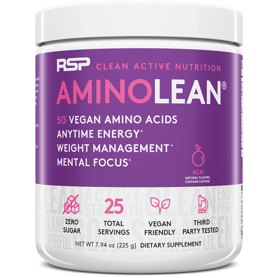 RSP Nutrition Vegan AminoLean Pre Workout Powder with BCAAs and Natural ...