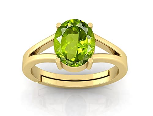 RSPR 10.25 Ratti 9.60 Carat Certified Natural Green Peridot Gemstone Adjustable Ring/Anguthi for ...