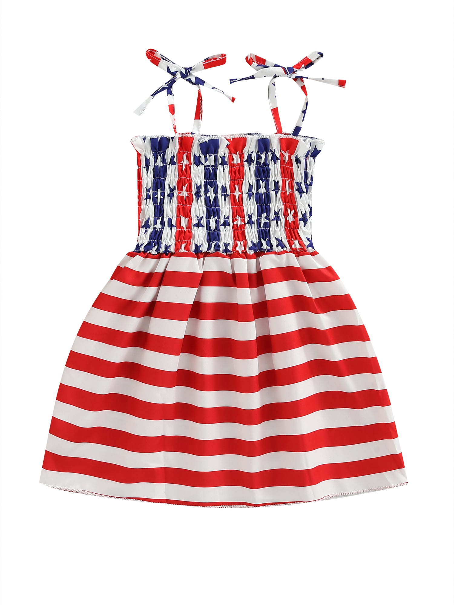 RSRZRCJ 4th of July Toddler Baby Girl Dress Strap American Flag A-Line ...