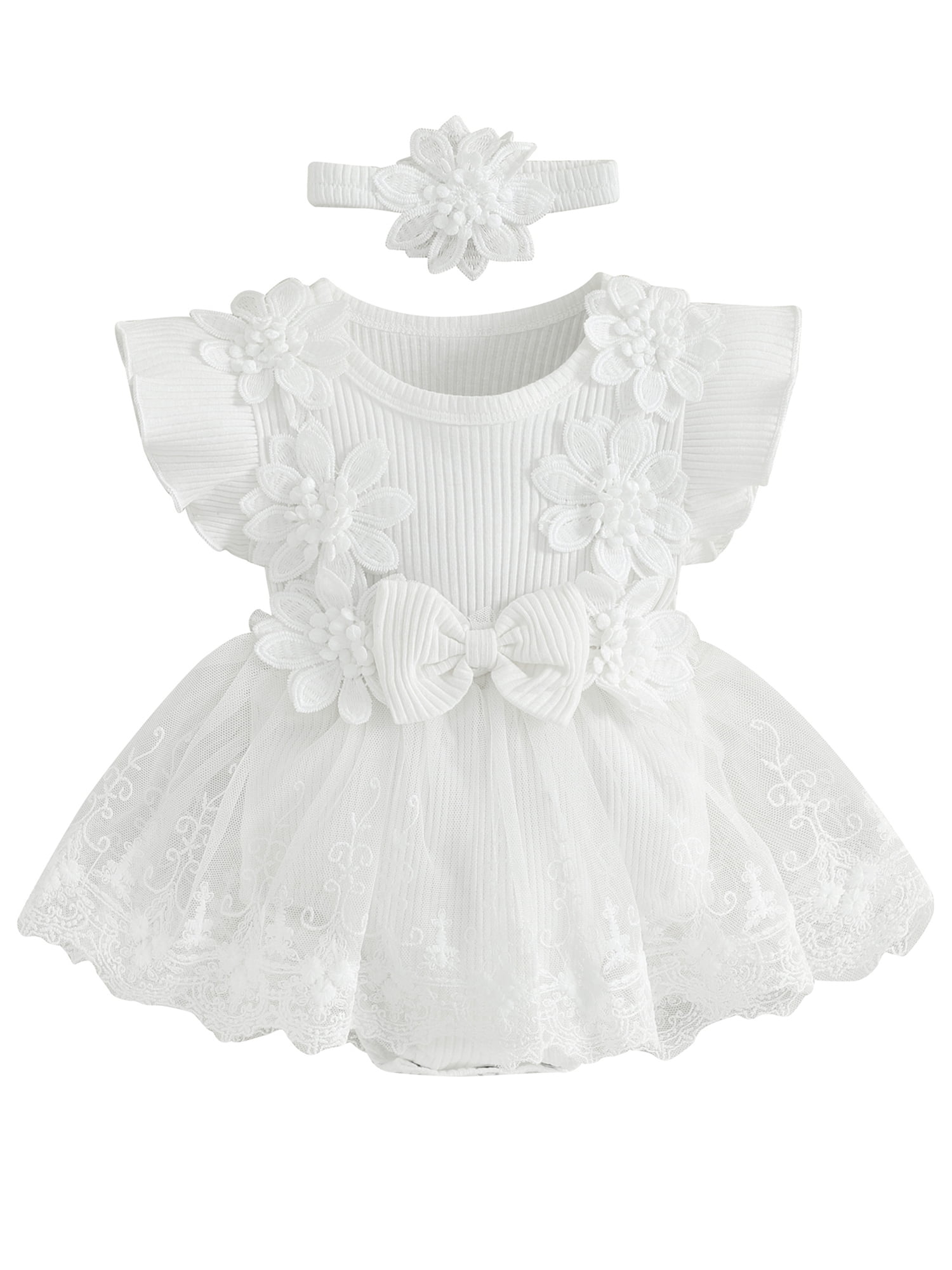 RSRZRCJ Newborn Baby Girl 2 Piece Outfits Mesh Lace Patchwork Ruffle ...