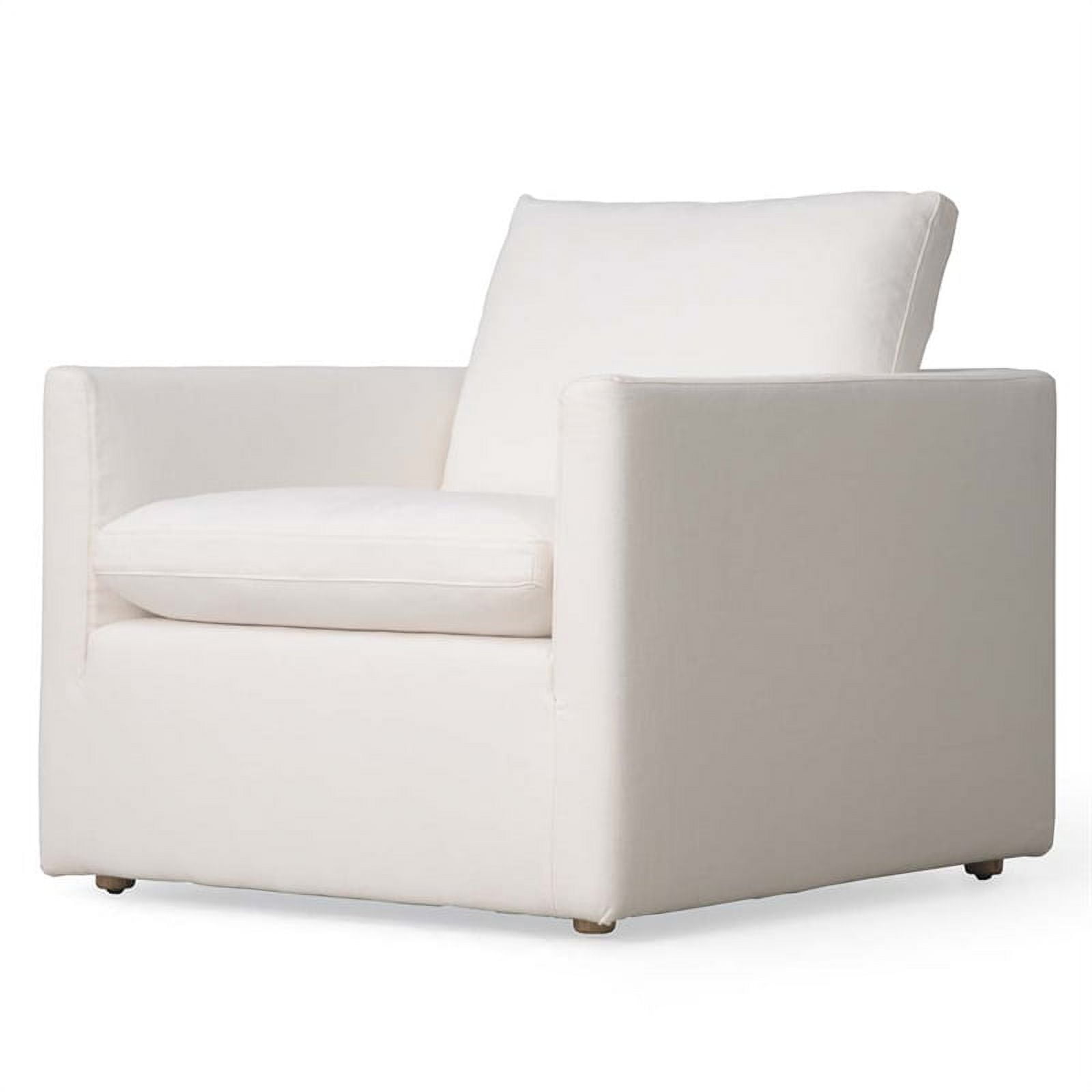 RST Brands Arwine Native Linen Fabric Modern Square Arm Chair - White ...
