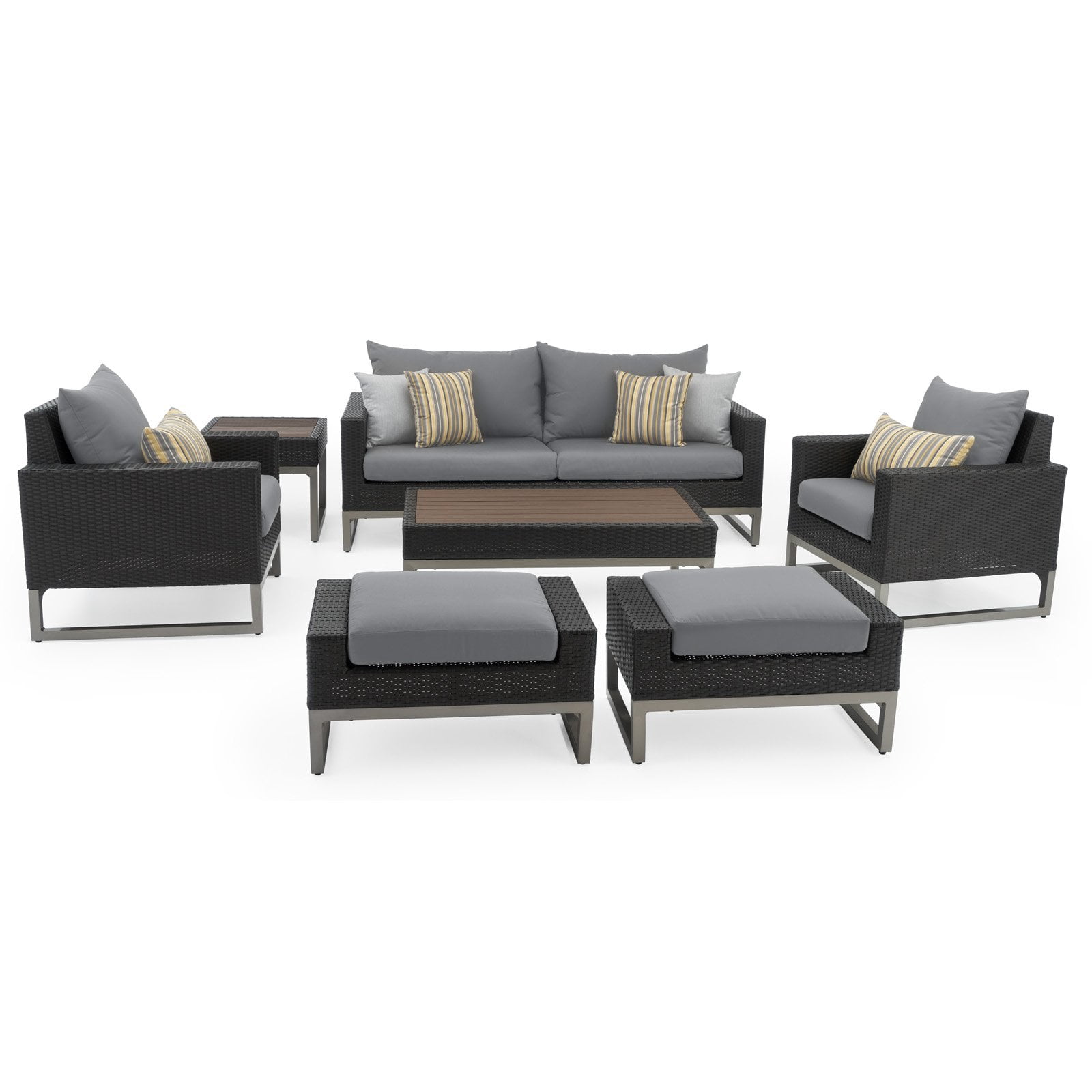 RST Brands Milo 7 PC Resin Outdoor Espresso Deep Seating Set - Charcoal ...