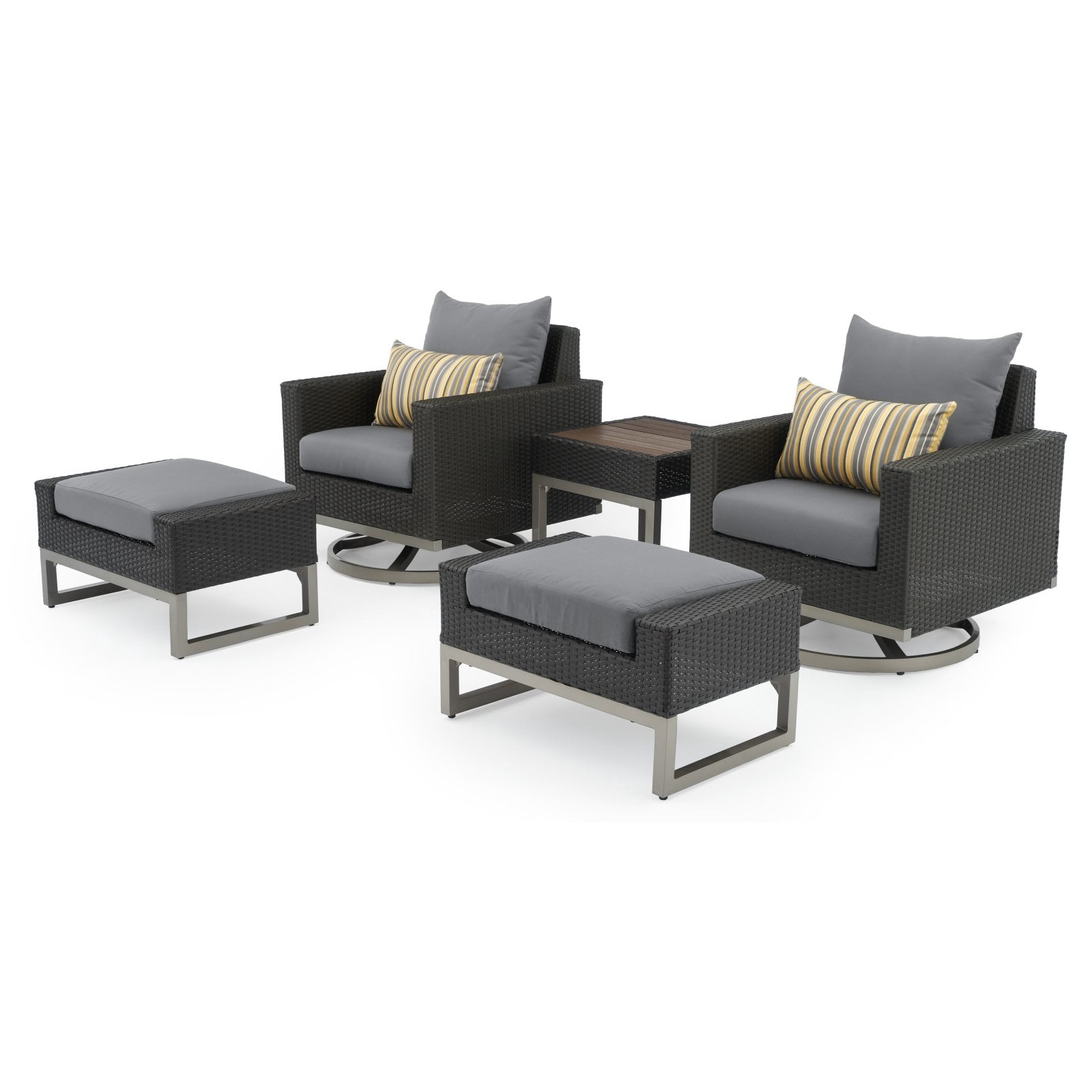 RST Brands Milo Espresso Wicker 5 Piece Patio Conversation Set ...