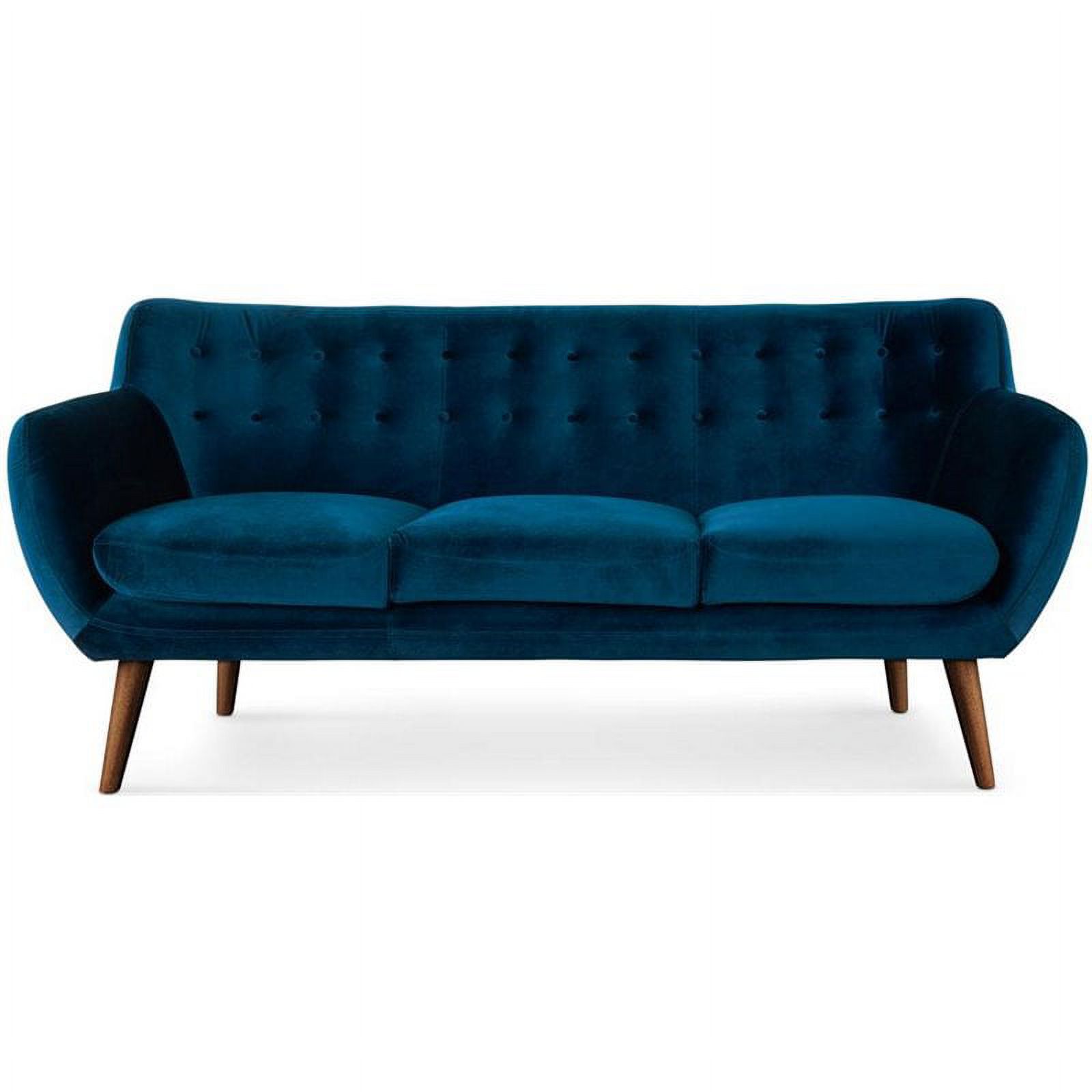 RST Brands Rhodes Fabric Mid-Century Modern Tufted Sofa - Blue Velour ...