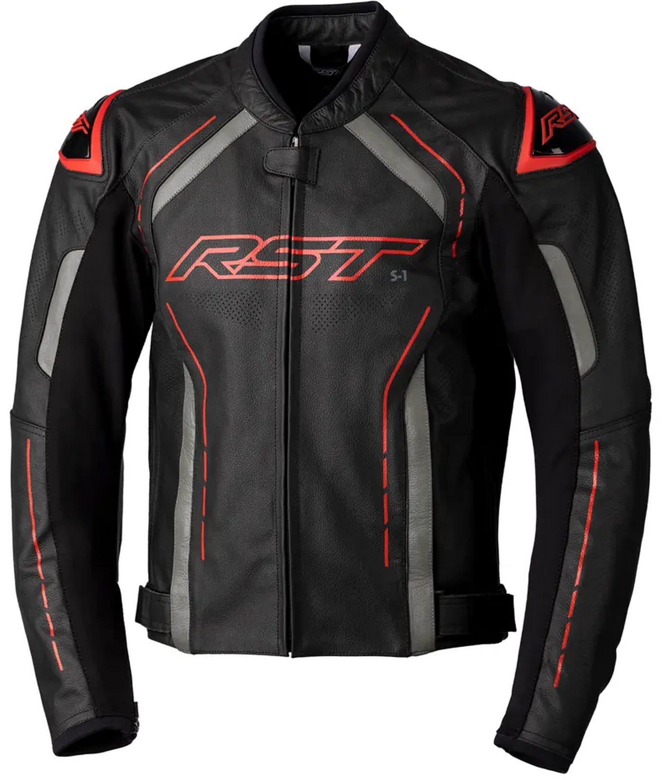 RST S-1 CE Mens Leather Motorcycle Jacket Black/Red 50 EUR - Walmart.com