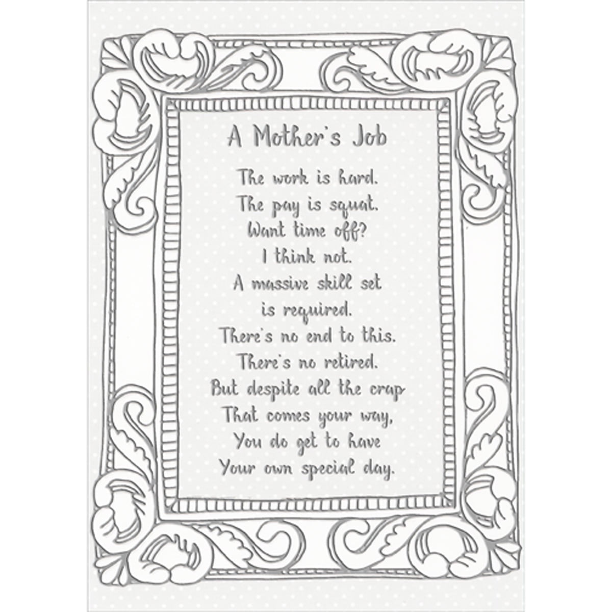 RSVP A Mother's Job Poem: The Work is Hard, The Pay is Squat Funny ...