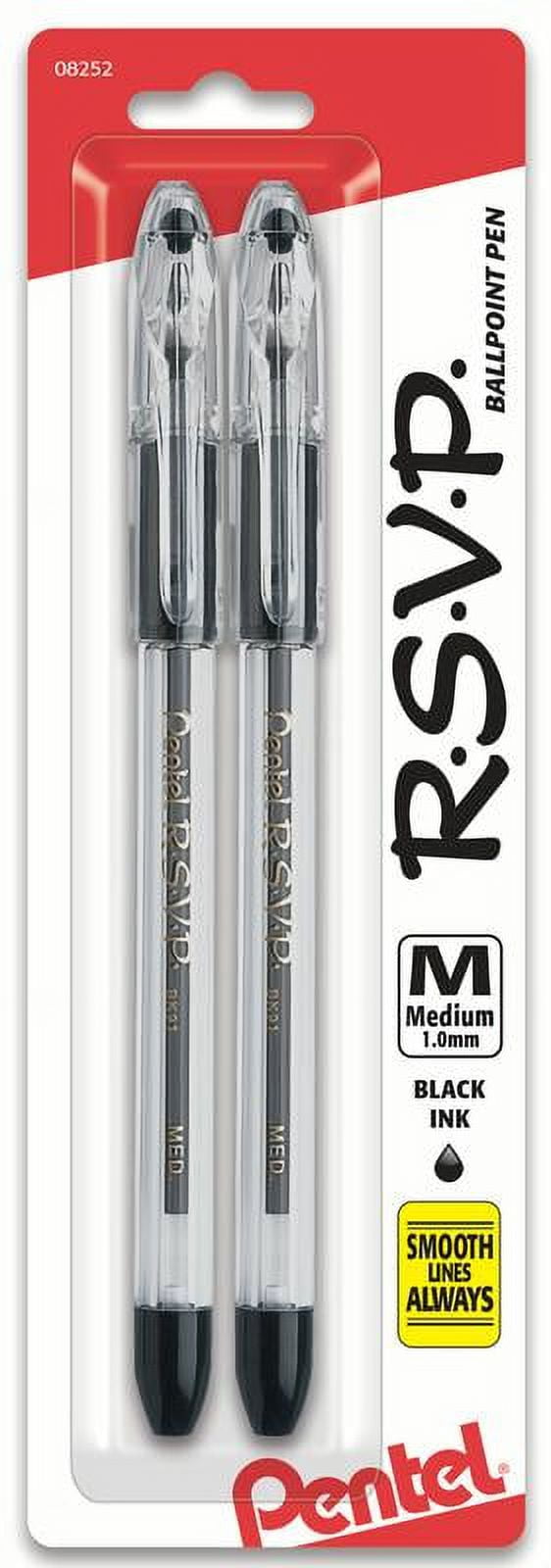 RSVP Ballpoint Pen, (1.0mm) Medium Line, Black Ink 2-Pk, Latex-Free ...