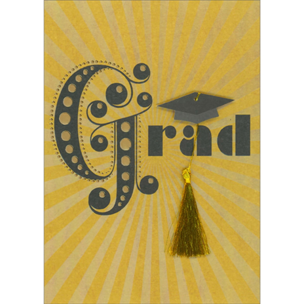 RSVP Black 3D Grad Cap and 3D Gold Tassel on Radiant Gold Background ...