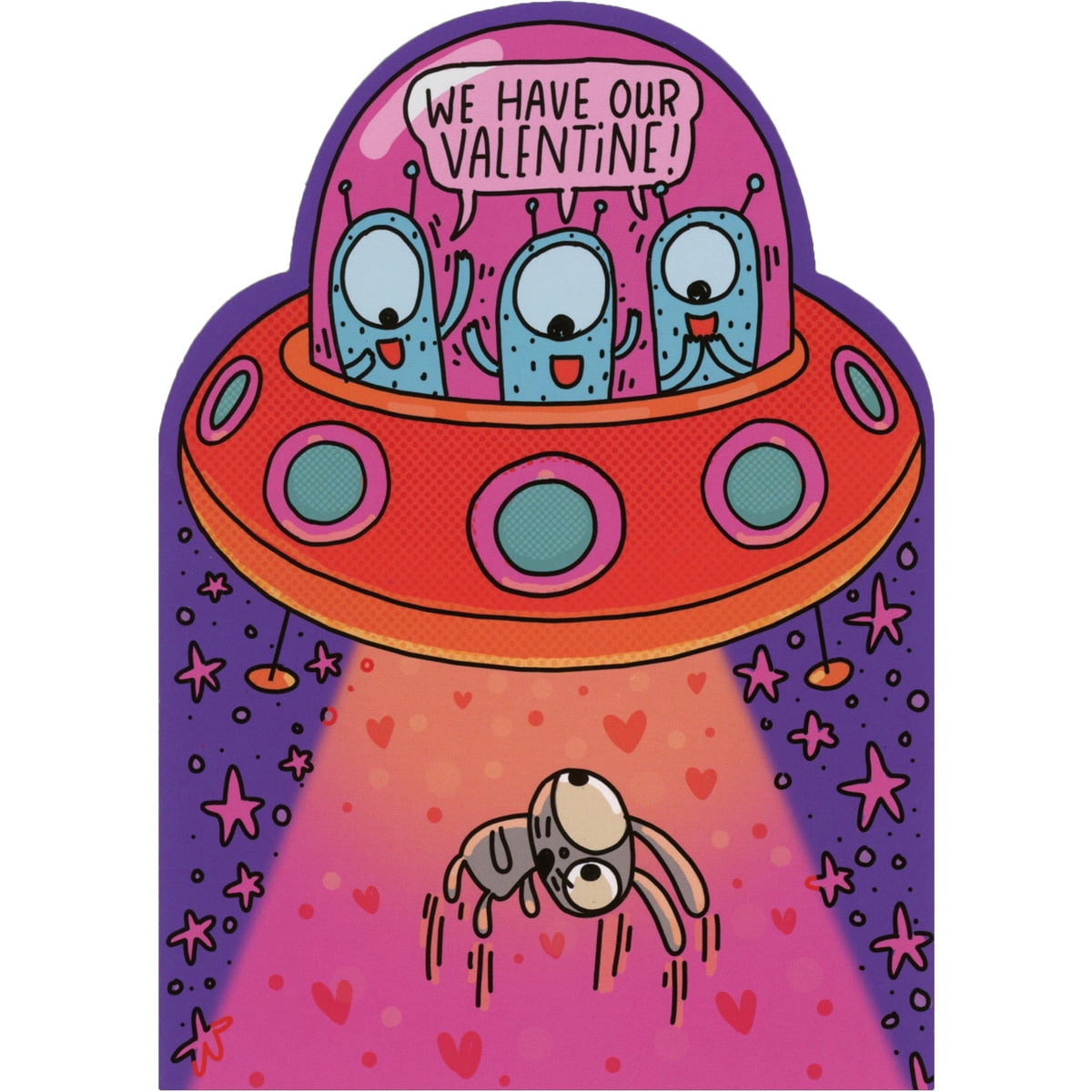 RSVP Blue Aliens in Orange Spaceship Beaming Up Rabbit Valentine's Day ...