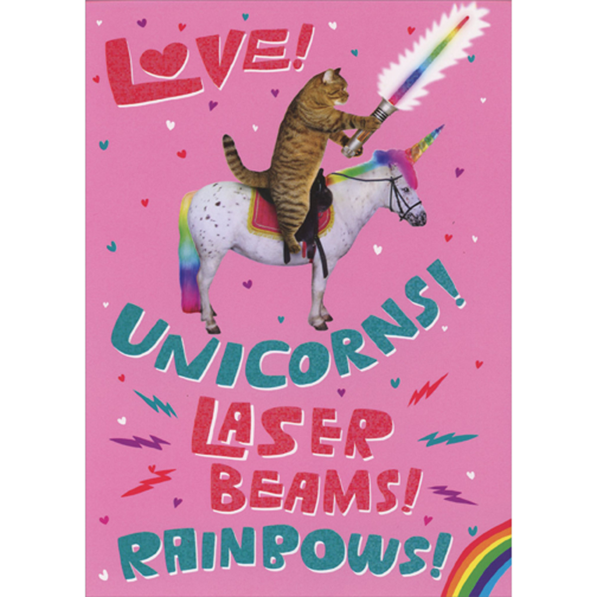 RSVP Cat on Unicorn: Love, Laser Beams and Rainbows Funny / Humorous ...
