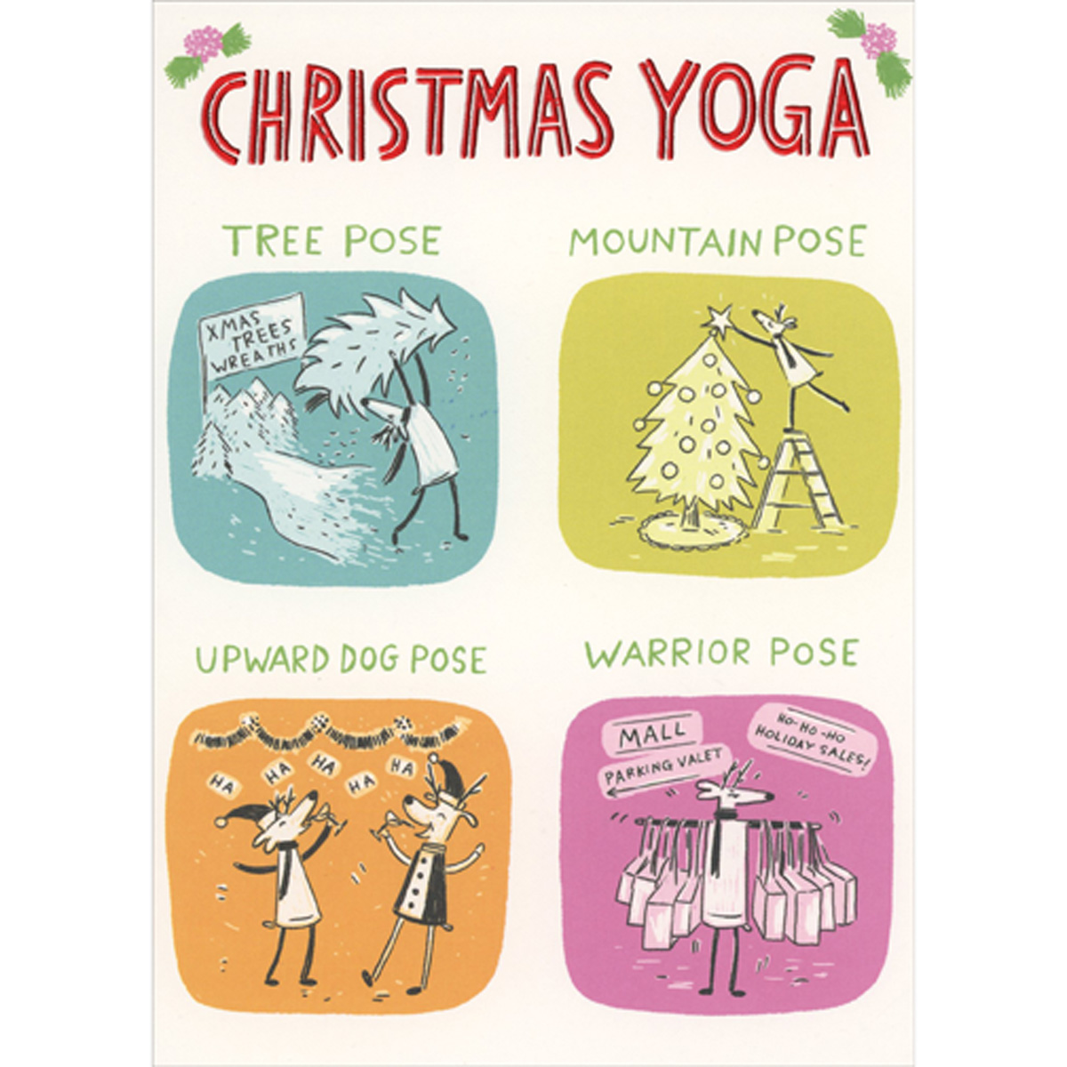 RSVP Christmas Yoga Poses: Tree, Mountain, Upward Dog and Warrior ...
