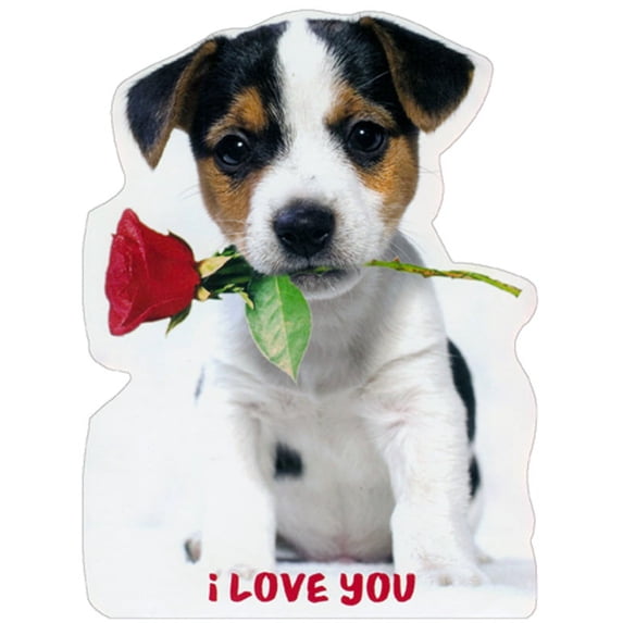RSVP Die Cut Puppy Holding Rose Cute Dog Valentine's Day Card - Walmart.com