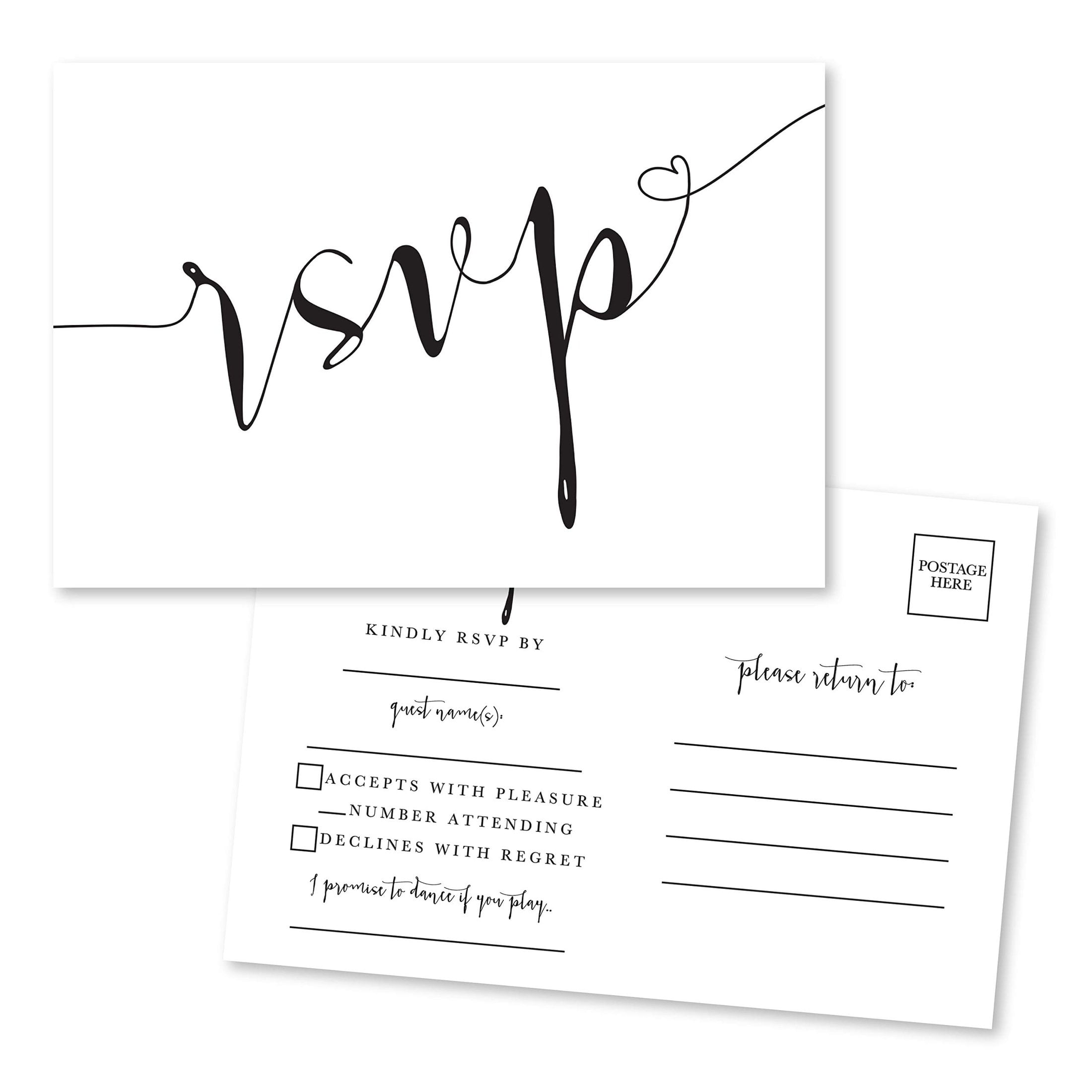 RSVP Essentials: 50 Blank Response Cards for Weddings, Showers, and Parties - Effortless ...