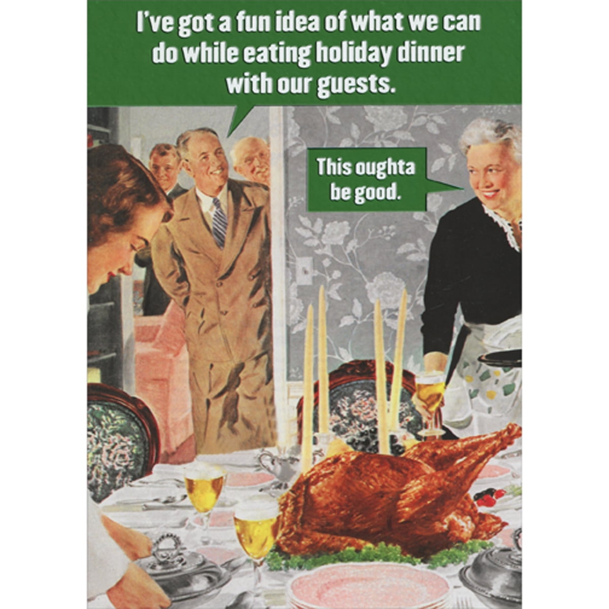 RSVP Fun Idea to Do While Eating: Retro Artwork of Turkey on Table ...