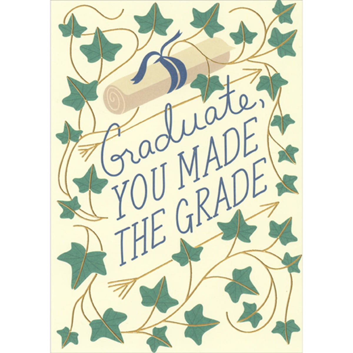 RSVP Green Leaves on Gold Foil Ivy, Gold Foil Arrows and Diploma ...