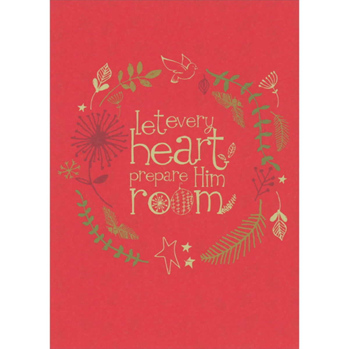 RSVP Let Every Heart Prepare Him Room: Branches Wreath on Dark Red ...