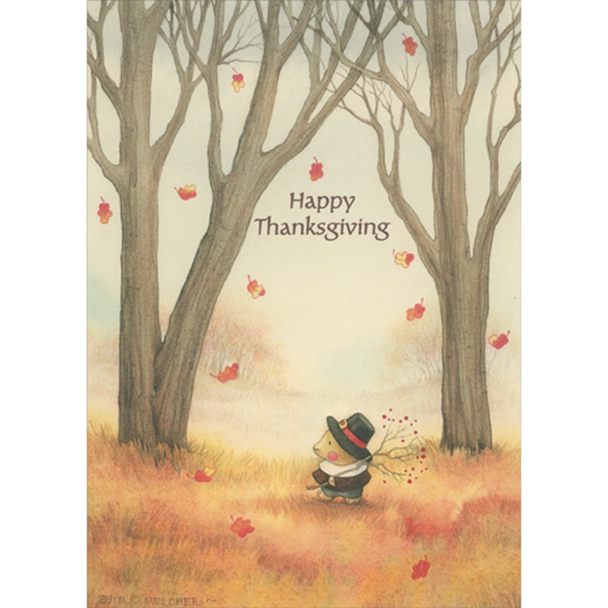 RSVP Pilgrim Bear Under Trees with Falling Leaves: Mary Melcher ...