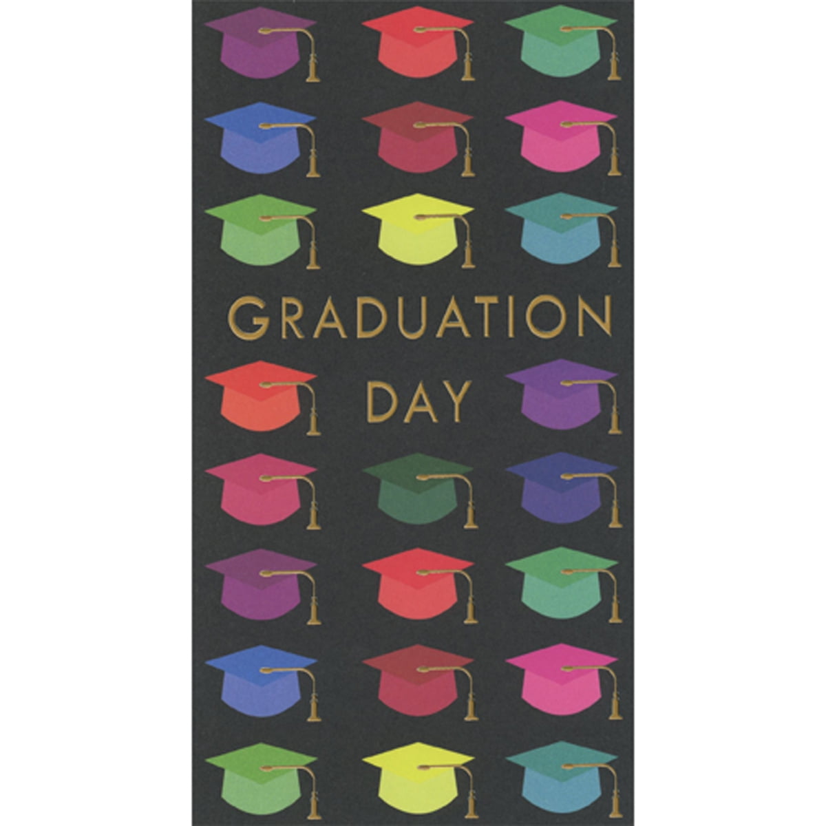 RSVP Rows of Different Colored Grad Caps on Black Money Holder / Gift ...