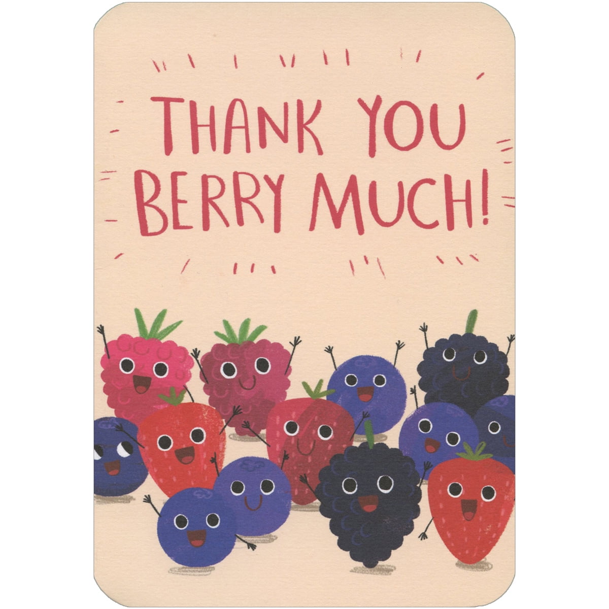 RSVP Thank You Berry Much: Smiley Faced Berries with Raised Arms Die Cut Funny Administrative ...
