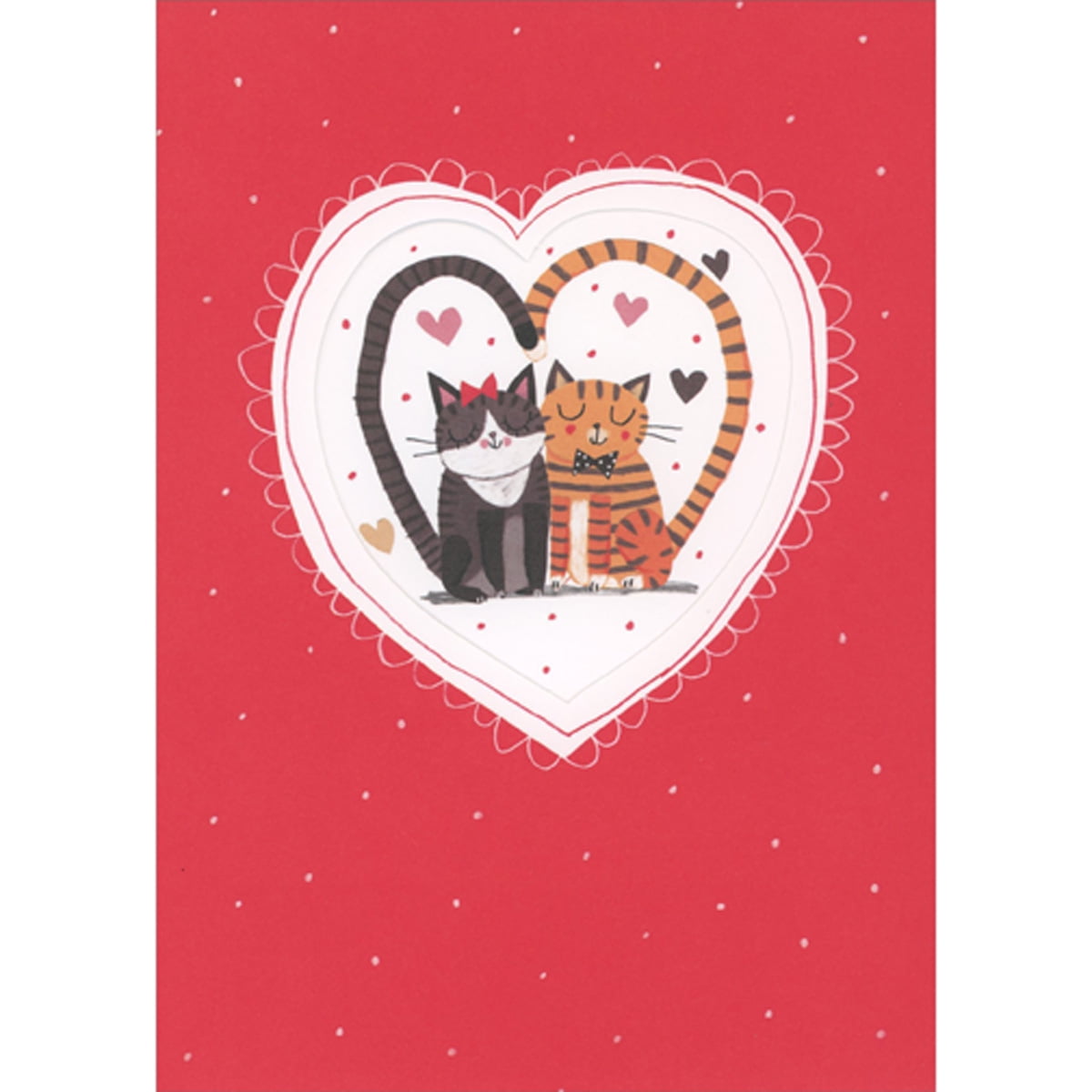 RSVP Two Cats with Tails Looping in Heart Shape Inside Die Cut Window ...