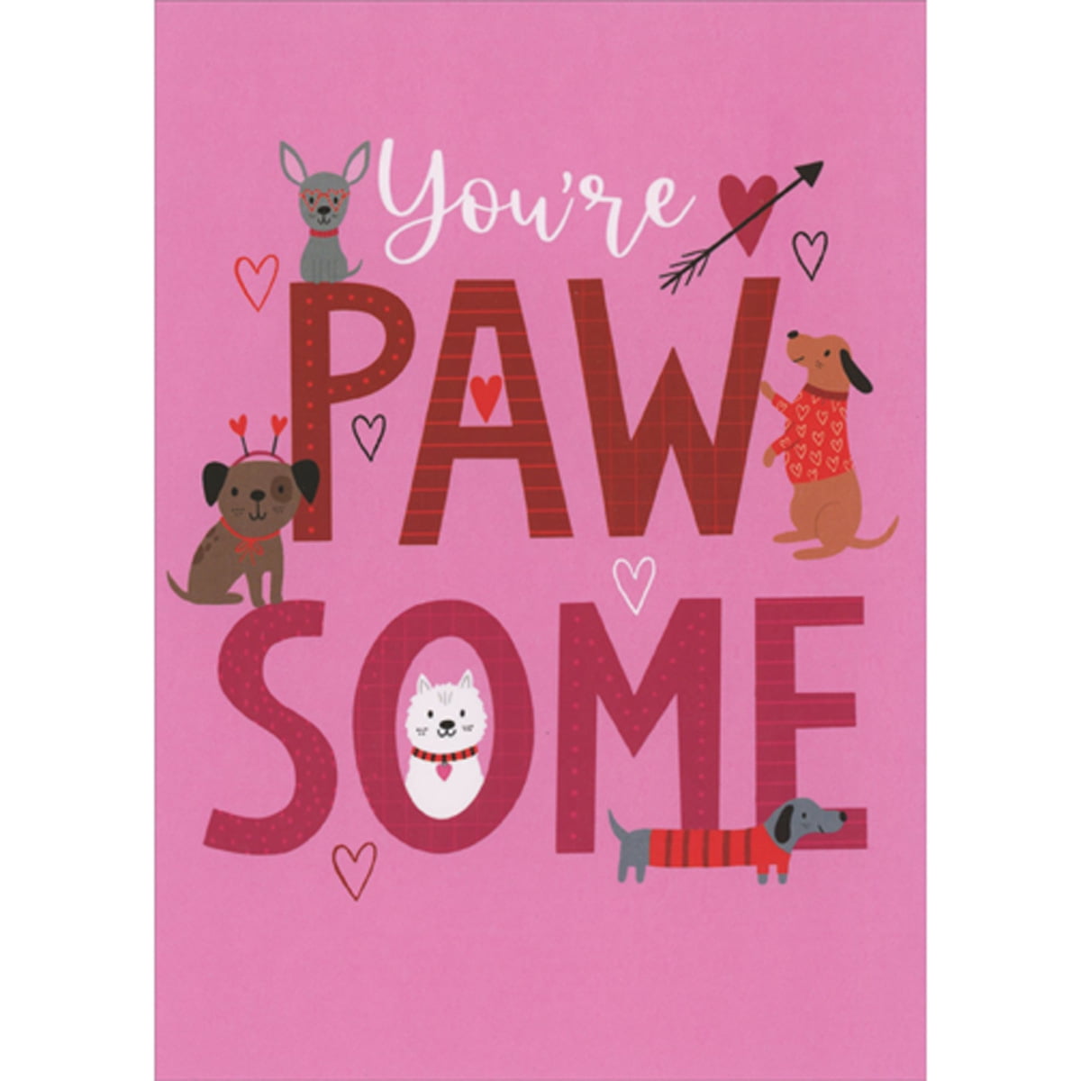 RSVP You're Pawsome: Dogs Around Letters on Pink Valentine's Day Card ...
