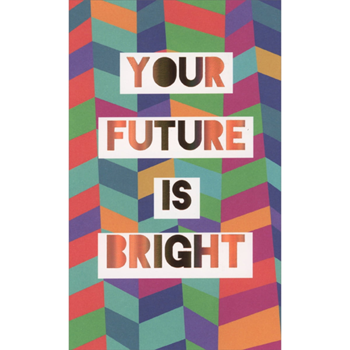 RSVP Your Future is Bright: Gold Foil Letters Over Colorful Geometric ...