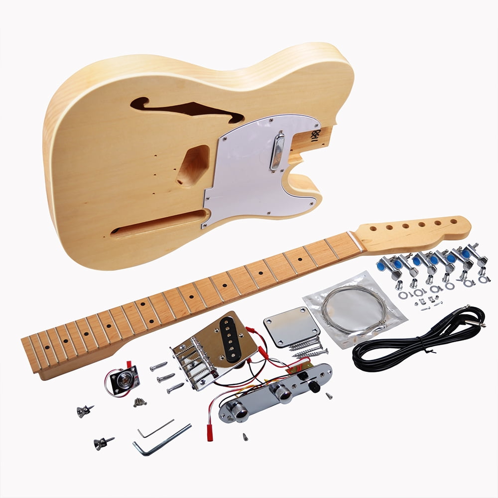 RSW DIY Electric Guitar Kit-Semi-Hollow Basswood Body, Maple Neck and ...