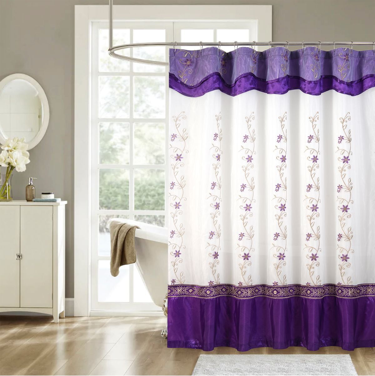 Rt Designers Collection Priscilla Embroidered Shower Curtain 70'' x 72 ...