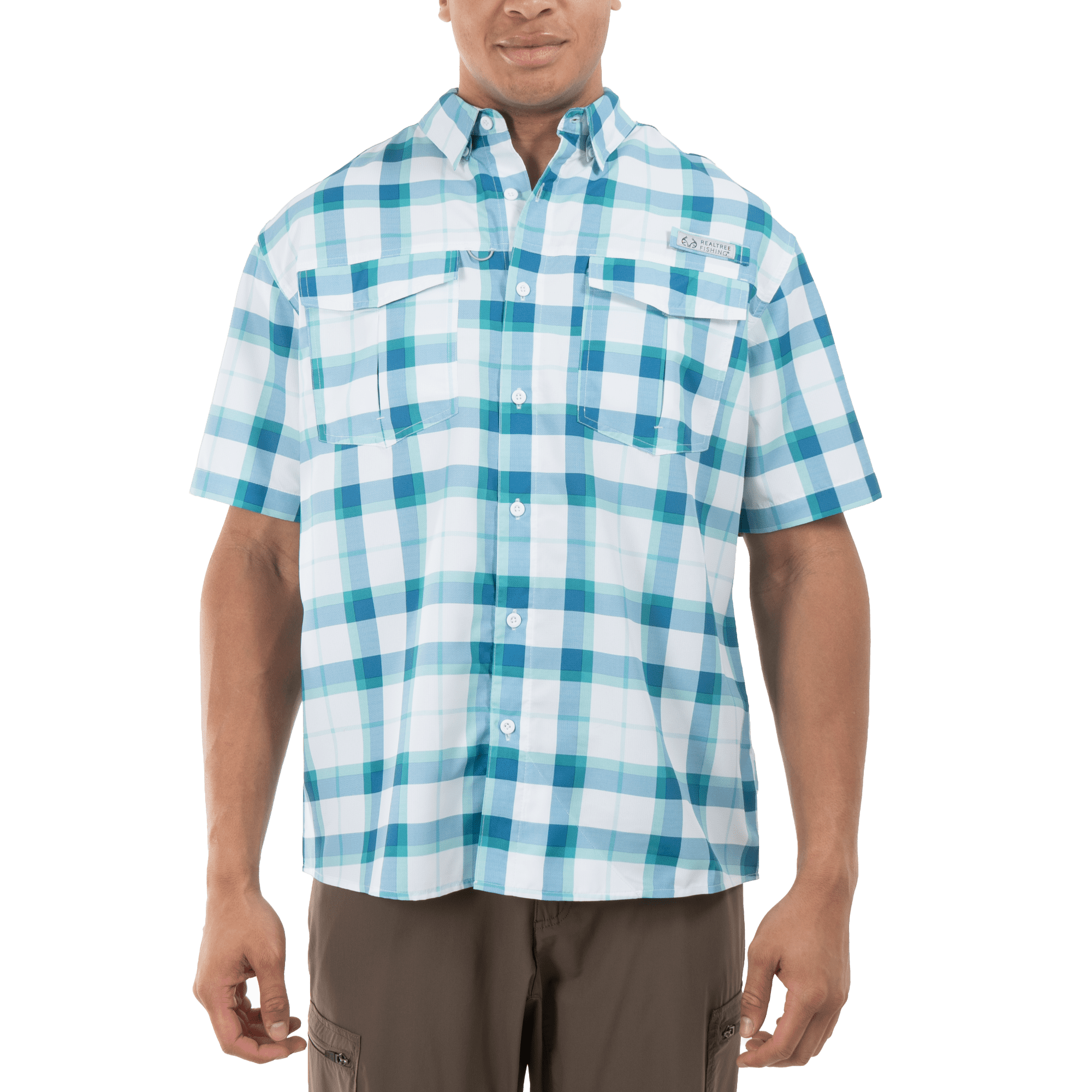 Realtree Men's Bright Aqua Plaid 3XL Short Sleeve Guide Shirt - Walmart.com