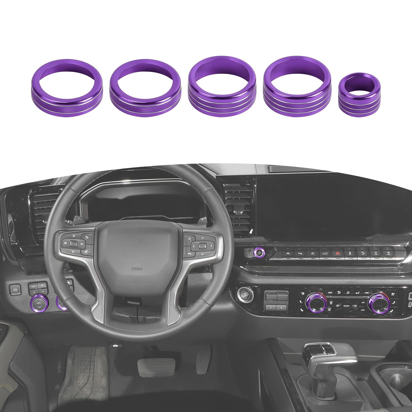 RT-TCZ for Silverado Headlight AC Knob Trim Rings for Chevy Silverado ...