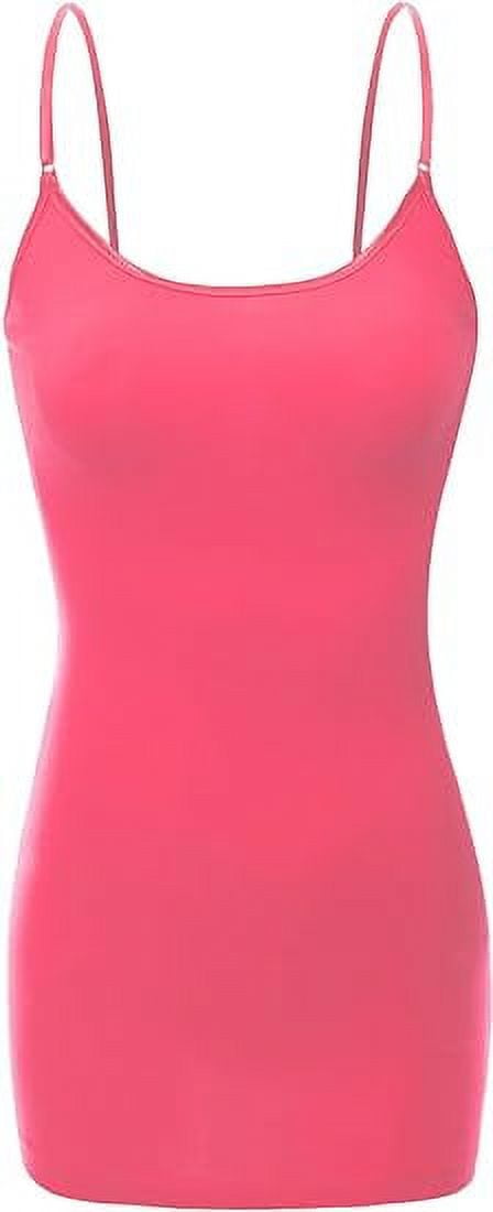 RT1002 Ladies Adjustable Spaghetti Strap Basic Long Cami Tank Top Rose ...