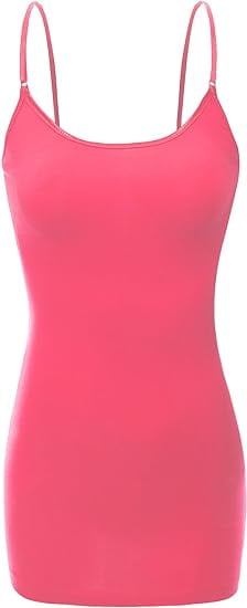 RT1002 Ladies Adjustable Spaghetti Strap Basic Long Cami Tank Top Rose ...