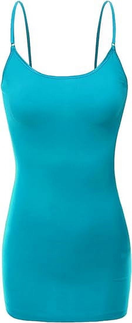 RT1002 Ladies Adjustable Spaghetti Strap Basic Long Cami Tank Top Teal ...