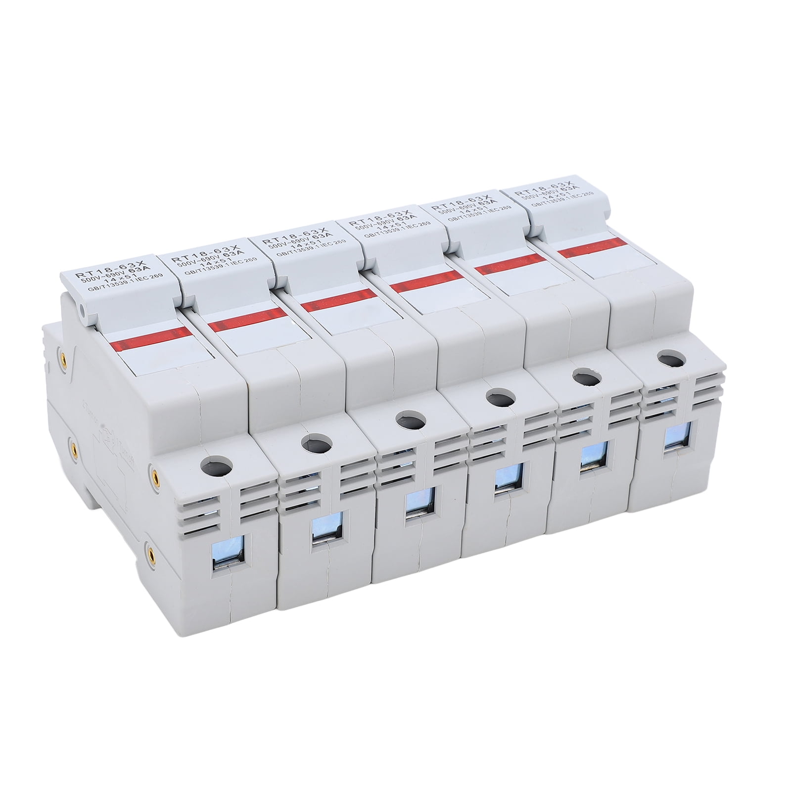 RT18-63X Rail Mounted Fuse Holder Base with LED Light for RO16 14x51mm ...