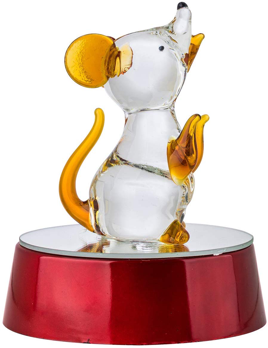 RT219, 4-1/2''H Glass Mouse, 2020 Chinese Zodiac Year of Rat, Feng Shui ...