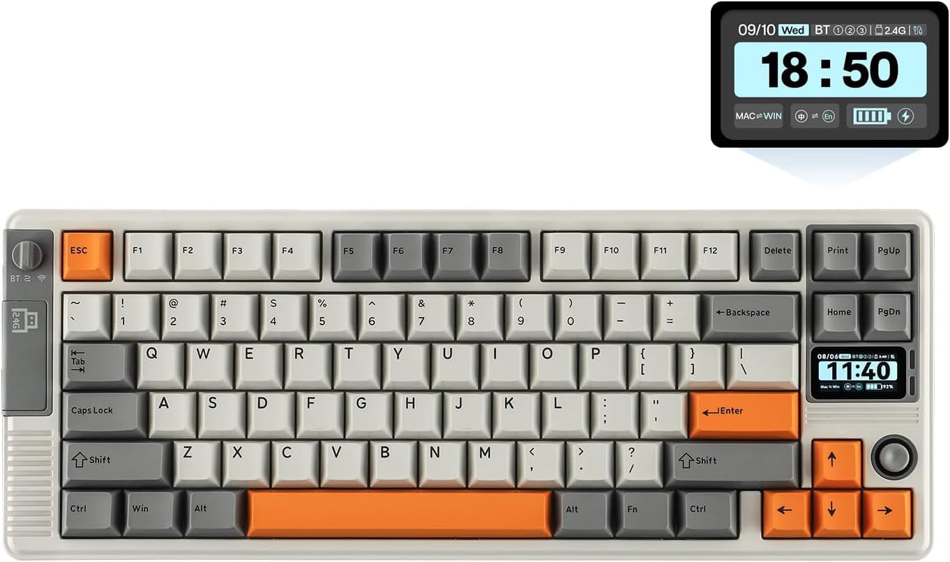 RT85 Wireless Mechanical Keyboard with Joystick & DIY Screen, 8000mAh ...
