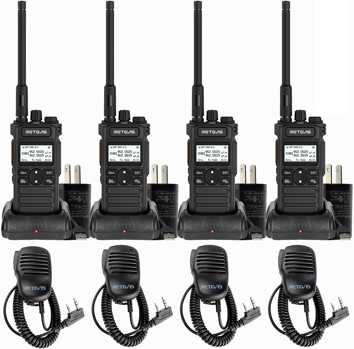 RT86S Walkie Talkies with Shoulder Mic, Long Range 2 Way Radio with LCD ...