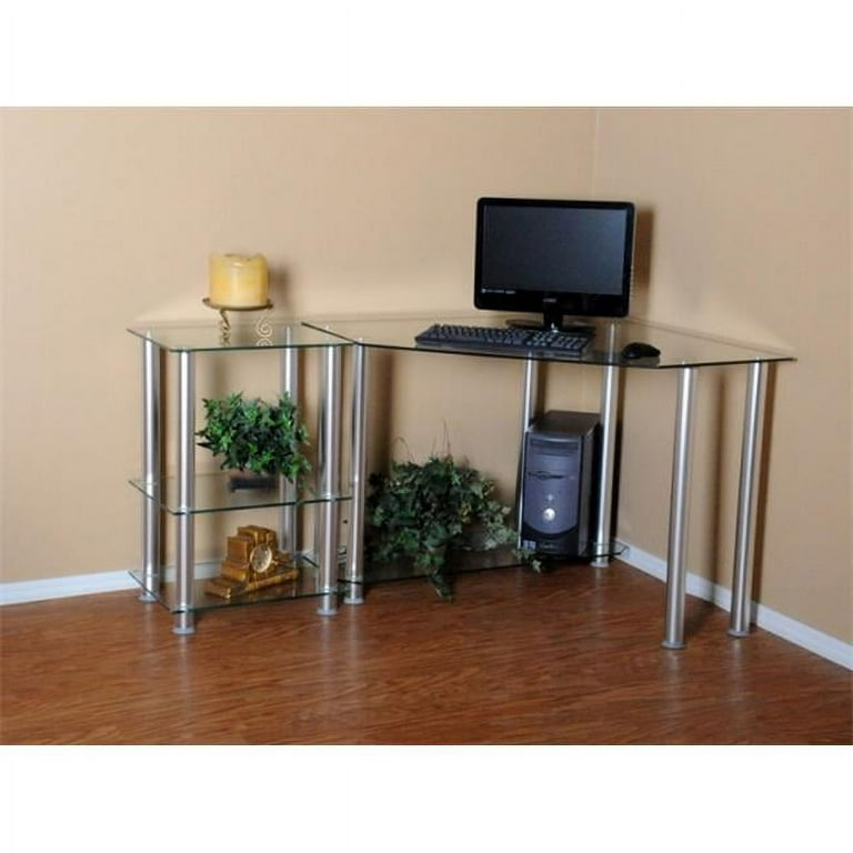Small glass corner desk store