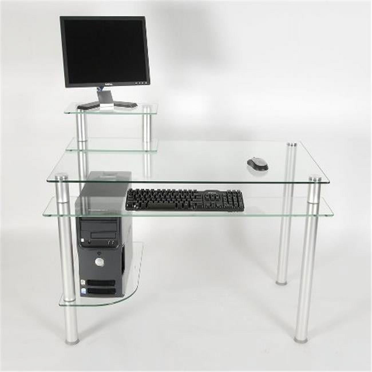 RTA Home and Office Contemporary Clear Glass and Aluminum Computer Desk ...